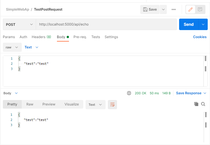 POST request to /api/echo via Postman
